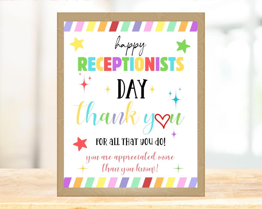 Receptionists Day Sign: Office Staff Appreciation Gift (instant ...