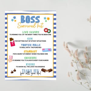Boss Survival Kit, Boss Appreciation, Boss Day Gift Tags, Boss Thank ...