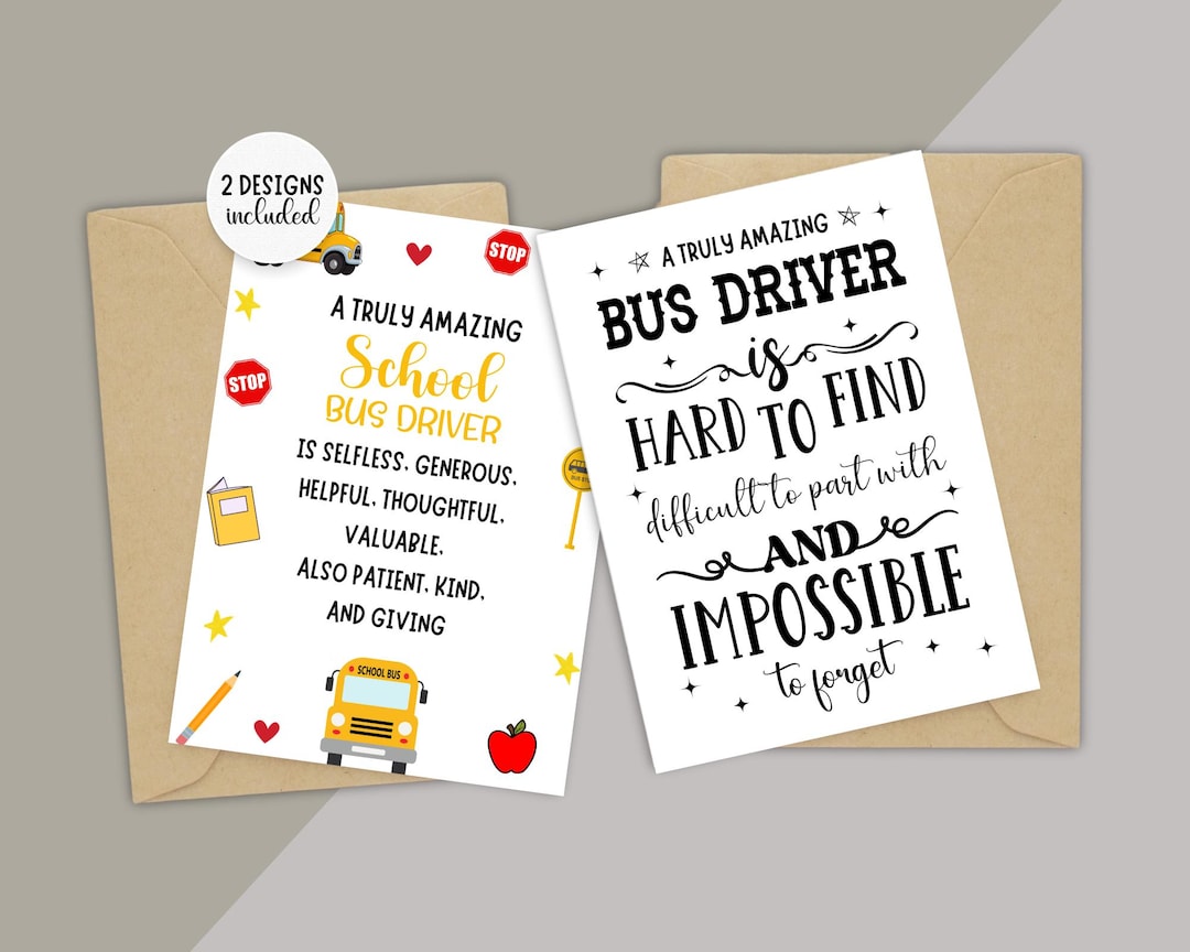 Bus Driver Thank You Card Printable, Bus Driver Appreciation Card ...