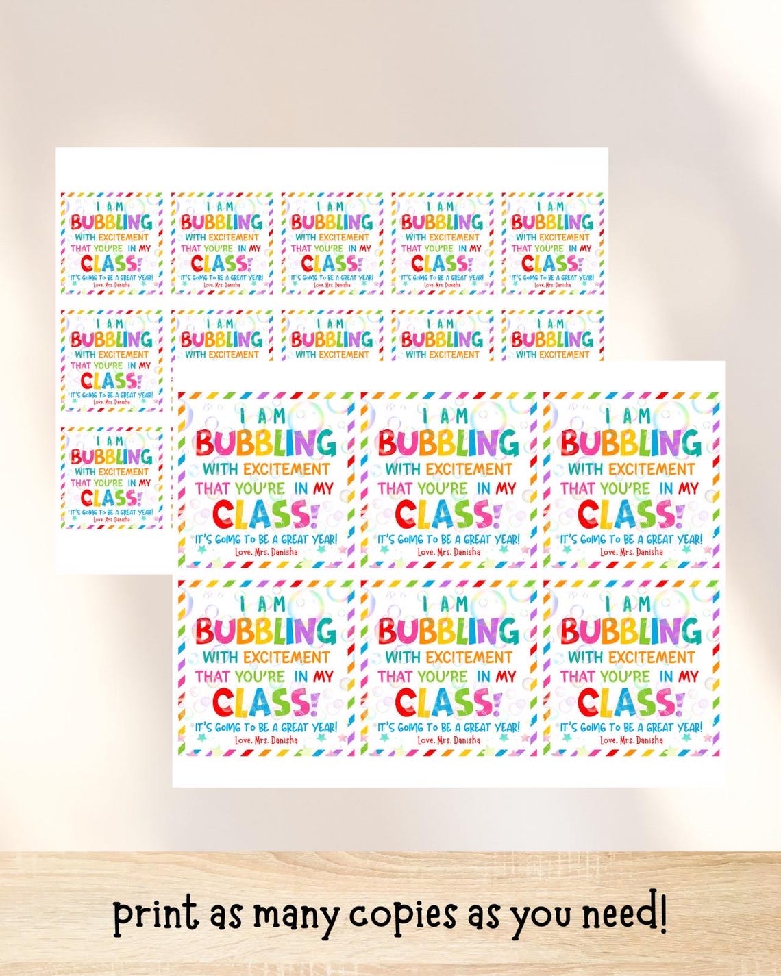 I Am Bubbling With Excitement to Have You in My Class Bubbles Tag ...