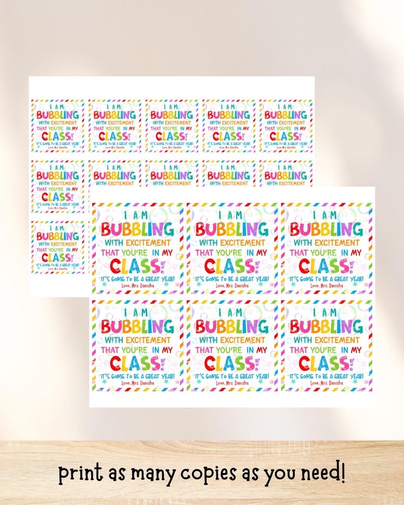 I Am Bubbling With Excitement to Have You in My Class Bubbles Tag ...