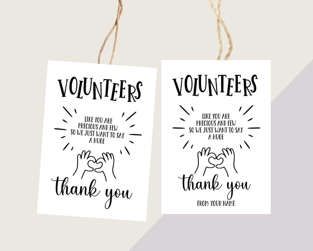 Volunteer Gift Tag Printable, Volunteer Tag, Volunteer Thank You ...