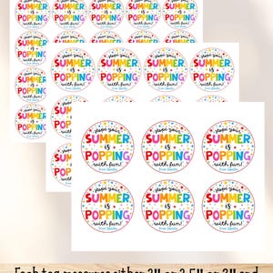 End of School Year Gift Tags Hope Your Summer is Popping With Fun Round ...