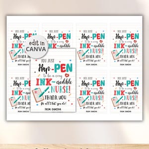 Nurse Appreciation Pen Gift Tag, Thank You Medical Hospital Staff ...