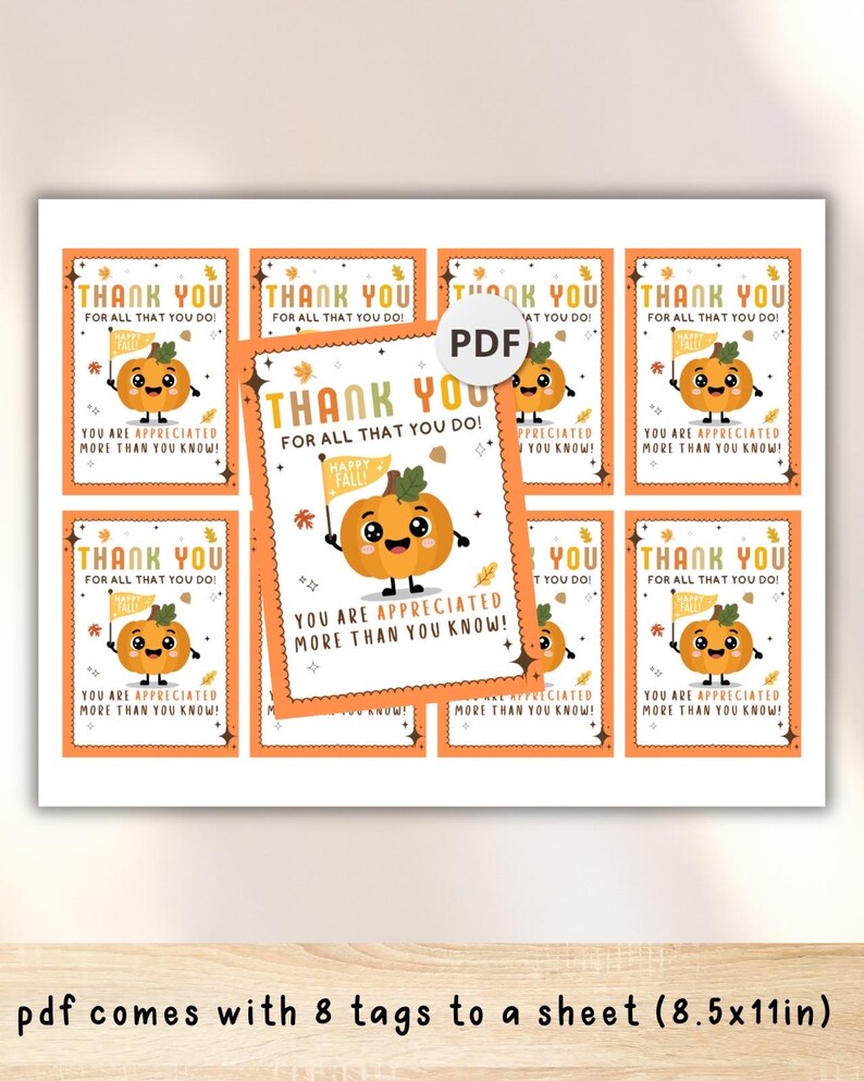 Thank You Thanksgiving Tag, Fall Thanksgiving Tag, You Are Appreciated ...