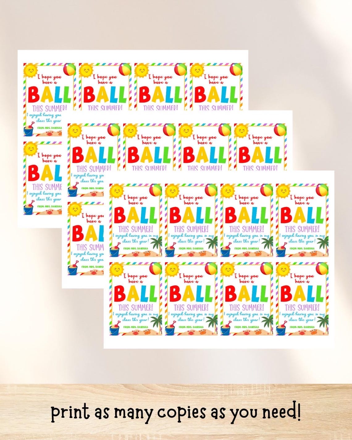 I Hope You Have a Ball This Summer Treat Tags for Kids, Beach Ball End ...