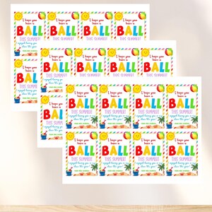 I Hope You Have a Ball This Summer Treat Tags for Kids, Beach Ball End ...