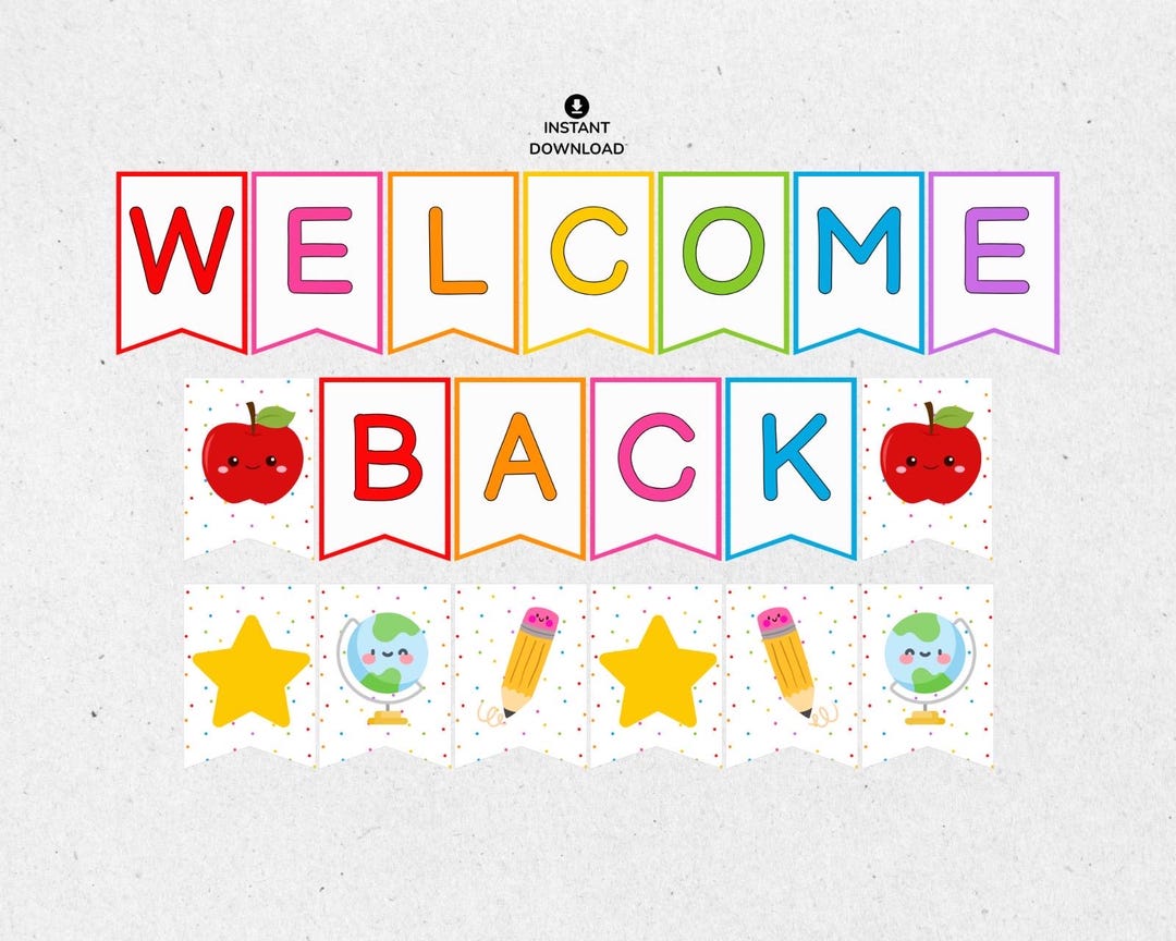 Printable Back to School Banner Prop, First Day of School Pennant ...