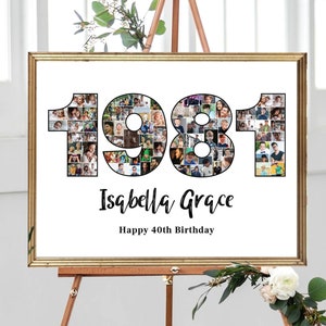 1981 Number Photo Collage, Custom Photo Collage Gift Idea, 40th ...