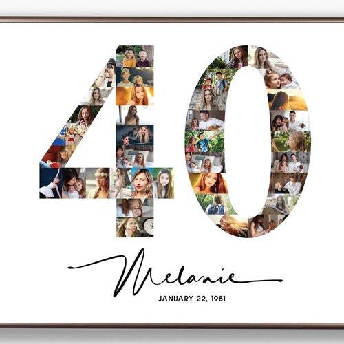 40th Birthday Photo Collage Number 40 Anniversary Gift - Etsy