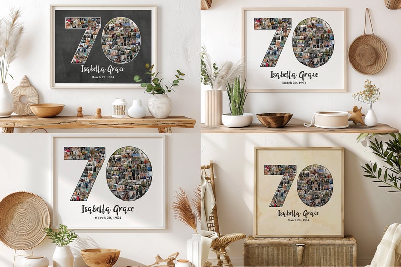 NEW! 70th Birthday Photo Collage for Parents, Number 70 Picture Collage ...