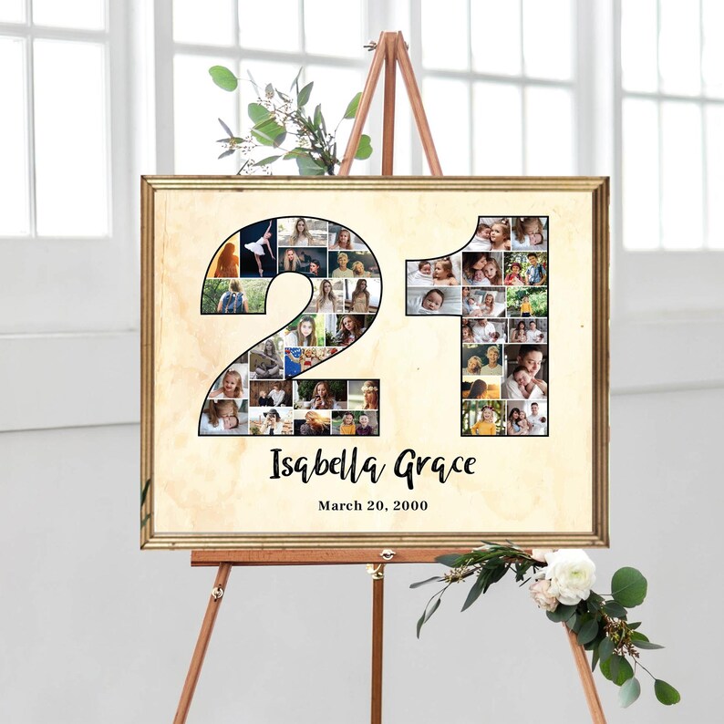 21st Birthday Photo Collage Number 21 Anniversary Gift - Etsy