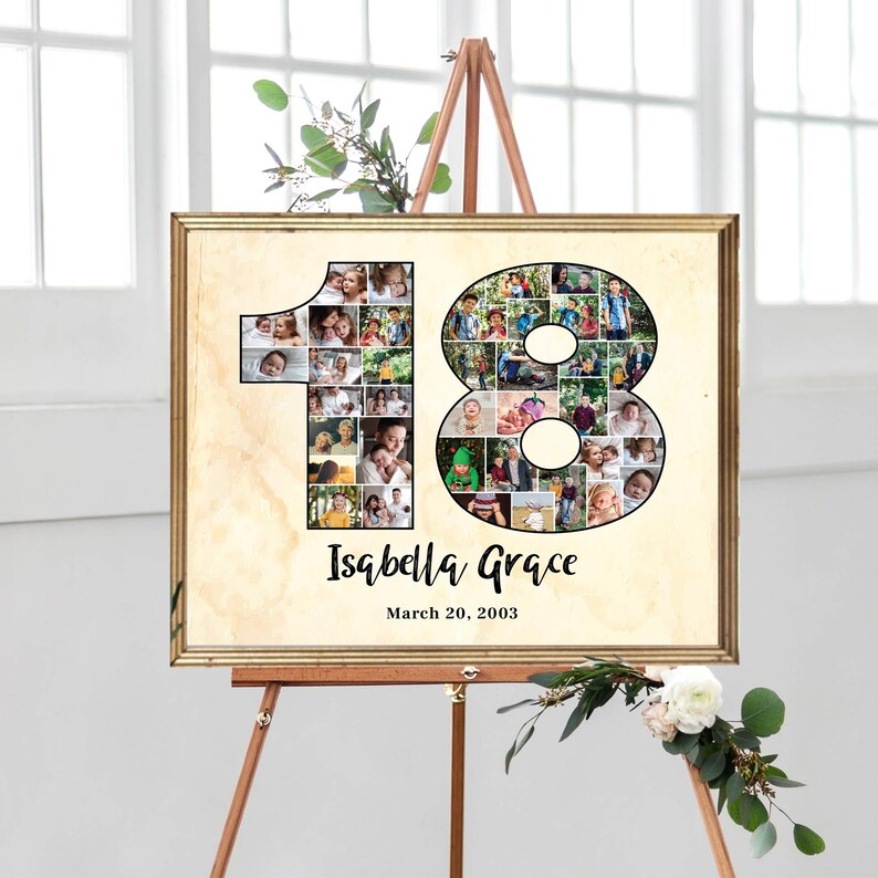 18th Birthday Photo Collage Number 18 Pictures Collage - Etsy UK