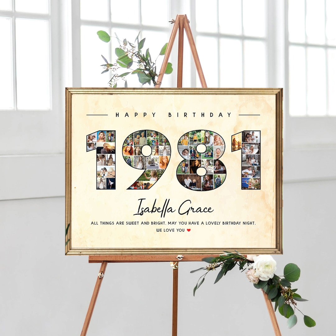 1981 Number Photo Collage, Birthday Photo Collage Gift for Parent, 40th ...