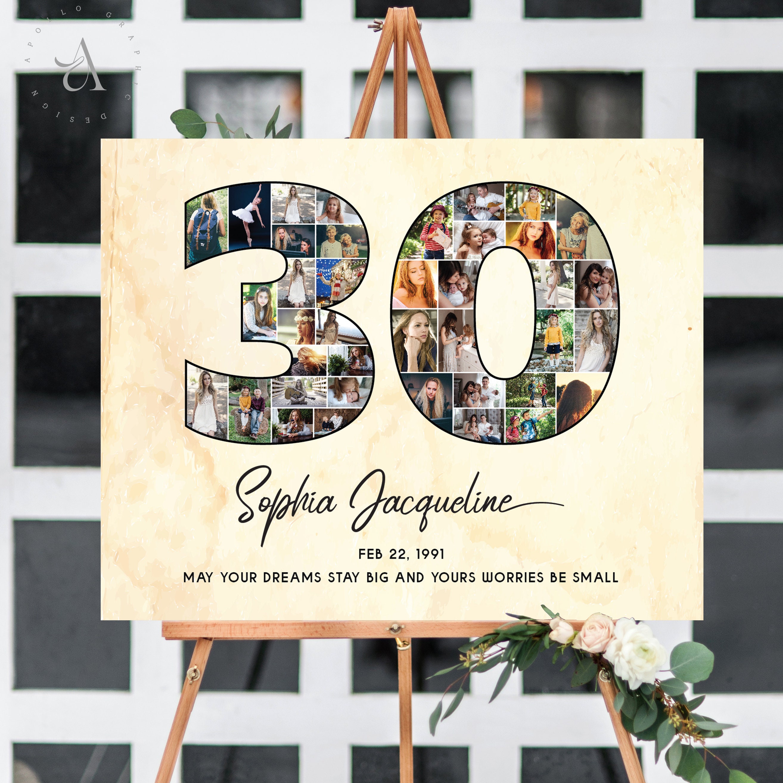 30th Birthday Photo Poster, Number 30 Photo Collage, 30th Anniversary ...