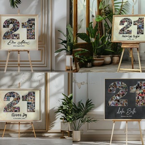 21st Birthday Photo Collage, Number 21 Anniversary Gift, Custom Party ...