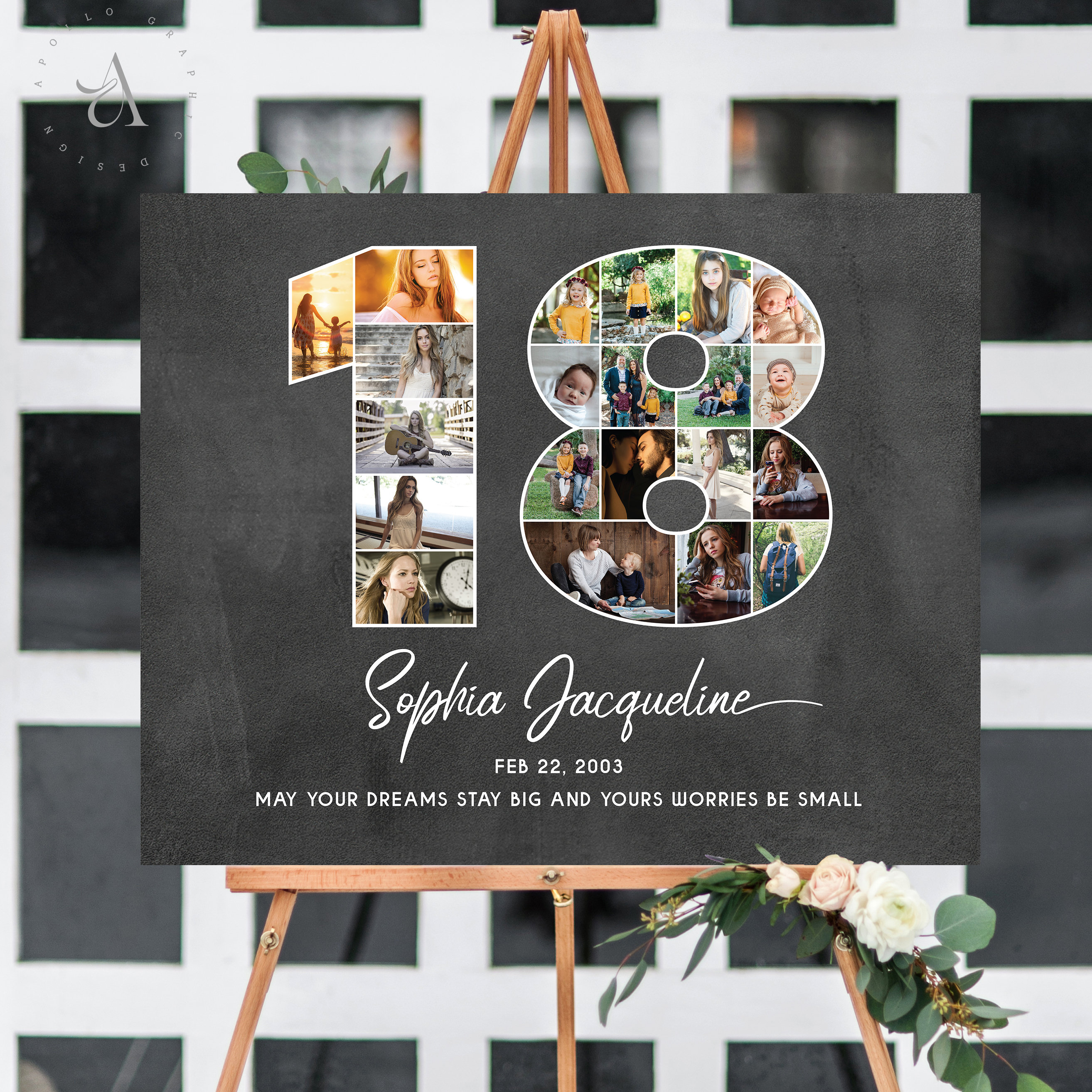 18th Birthday Photo Collage, Number 18 Anniversary Gift, Custom Gift ...