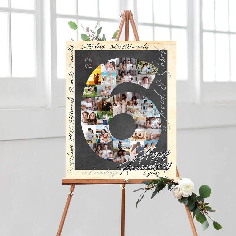 6th Anniversary Anniversary Picture Collage Custom Number - Etsy