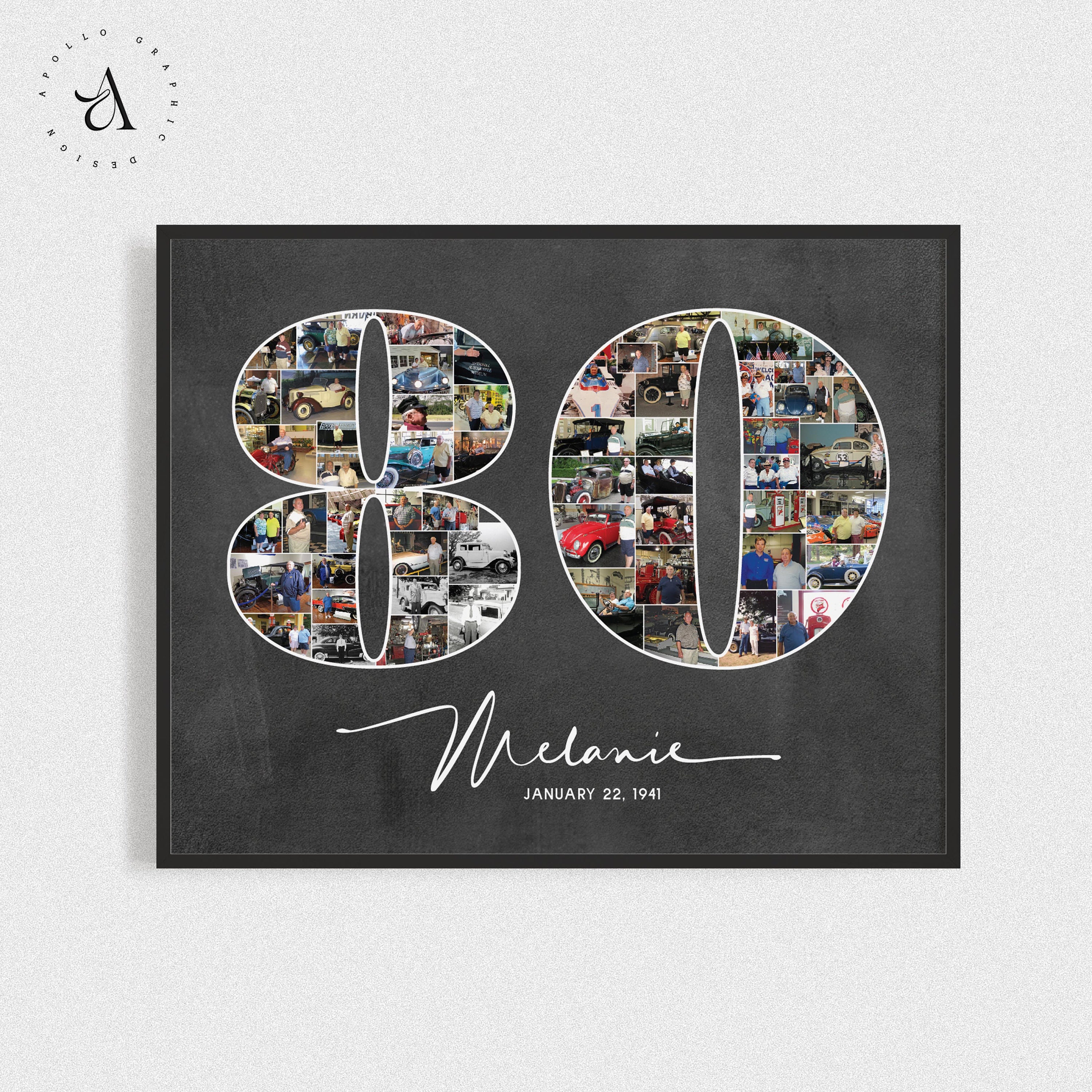 80th Birthday Photo Collage, Number 80 Picture Collage, Anniversary ...