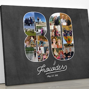 80th Birthday Photo Collage, Number 80 Picture Collage, Father's Day ...