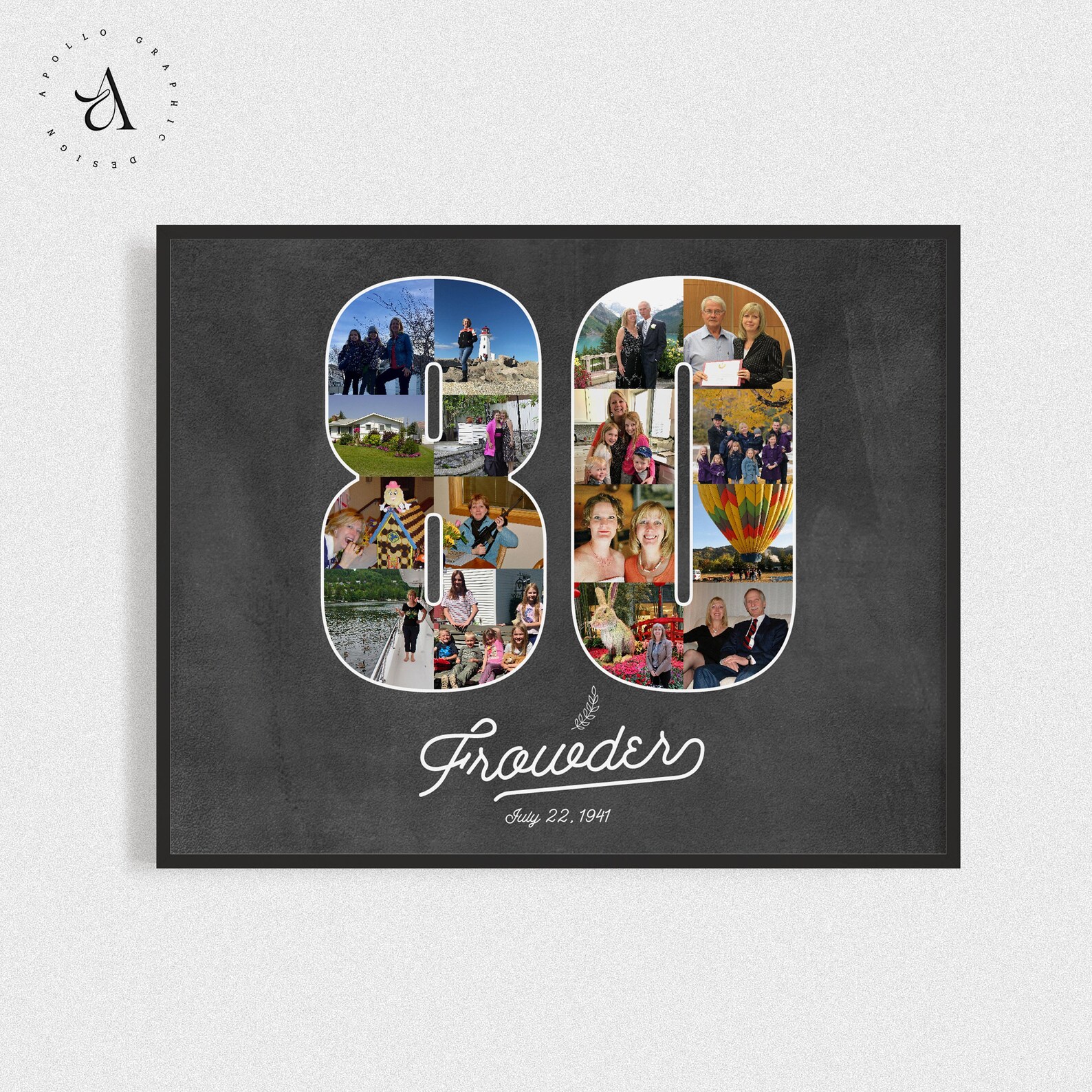 80th Birthday Photo Collage Number 80 Picture Collage | Etsy