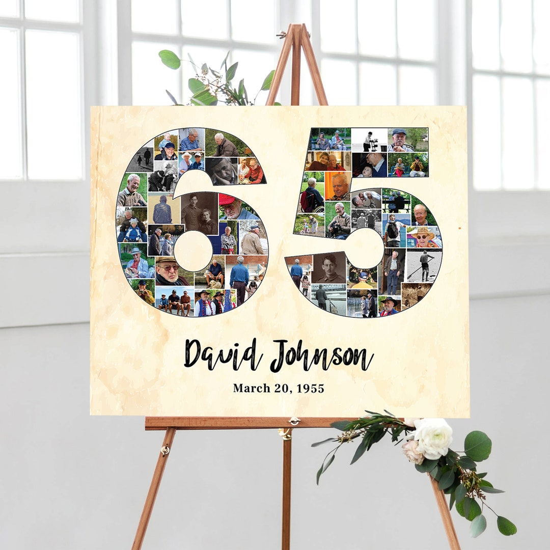 65th Birthday Photo Poster, Number 65 Pictures Collage, Father's Day ...