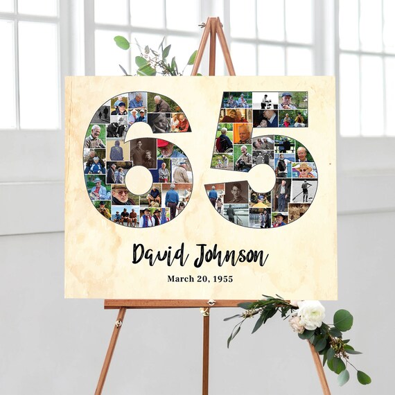65th Birthday Photo Poster Number 65 Pictures Collage - Etsy