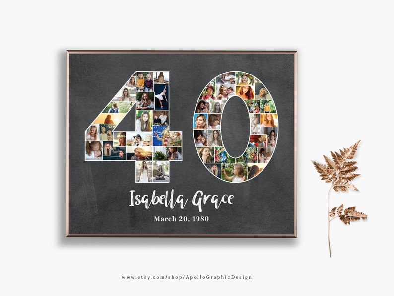 40th Birthday Photo Collage Number 40 Anniversary Gift - Etsy