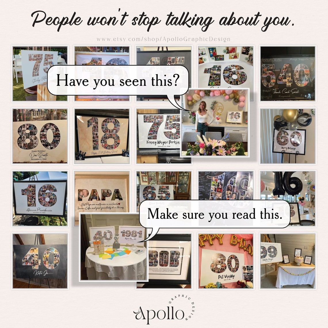 Number 70 Picture Collage, 70th Birthday Photo Collage, Custom Gift for ...