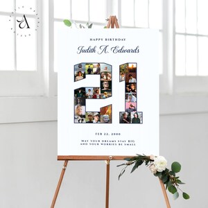 21st Birthday Photo Collage, Number 21 Picture Collage, Anniversary ...