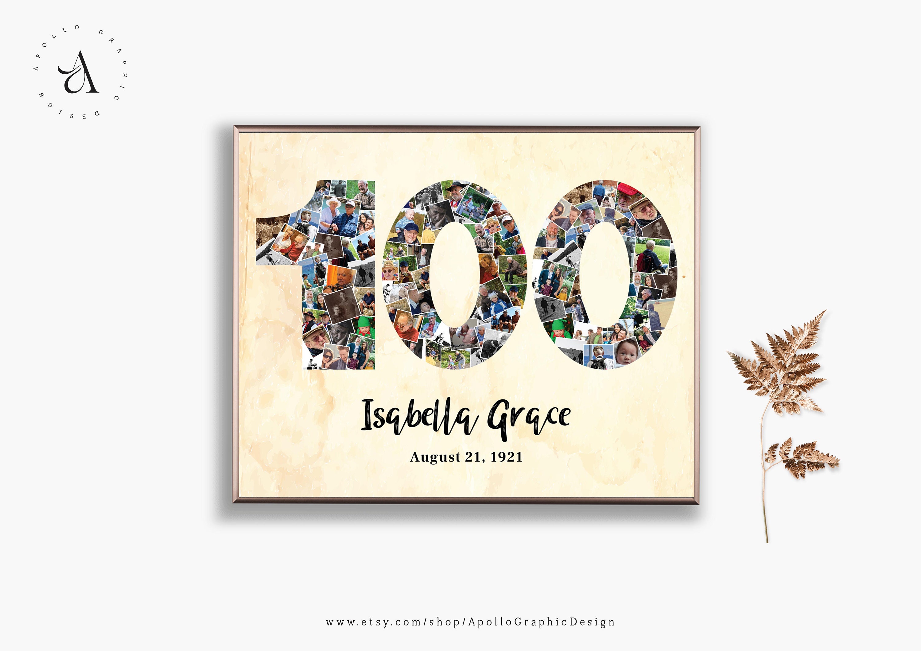 NEW! 100th Birthday Photo Collage, Number 100 Picture Collage ...