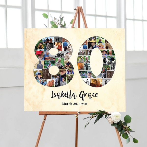 80th Birthday Photo Collage - Etsy