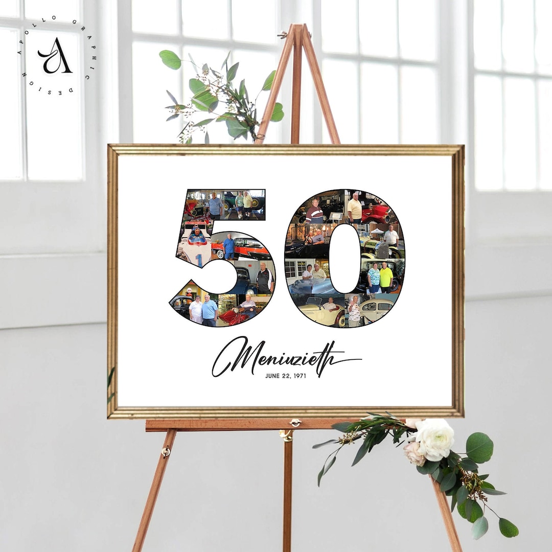 50th Photo Collage, 50 Picture Collage, 50th Birthday Gift for Her ...