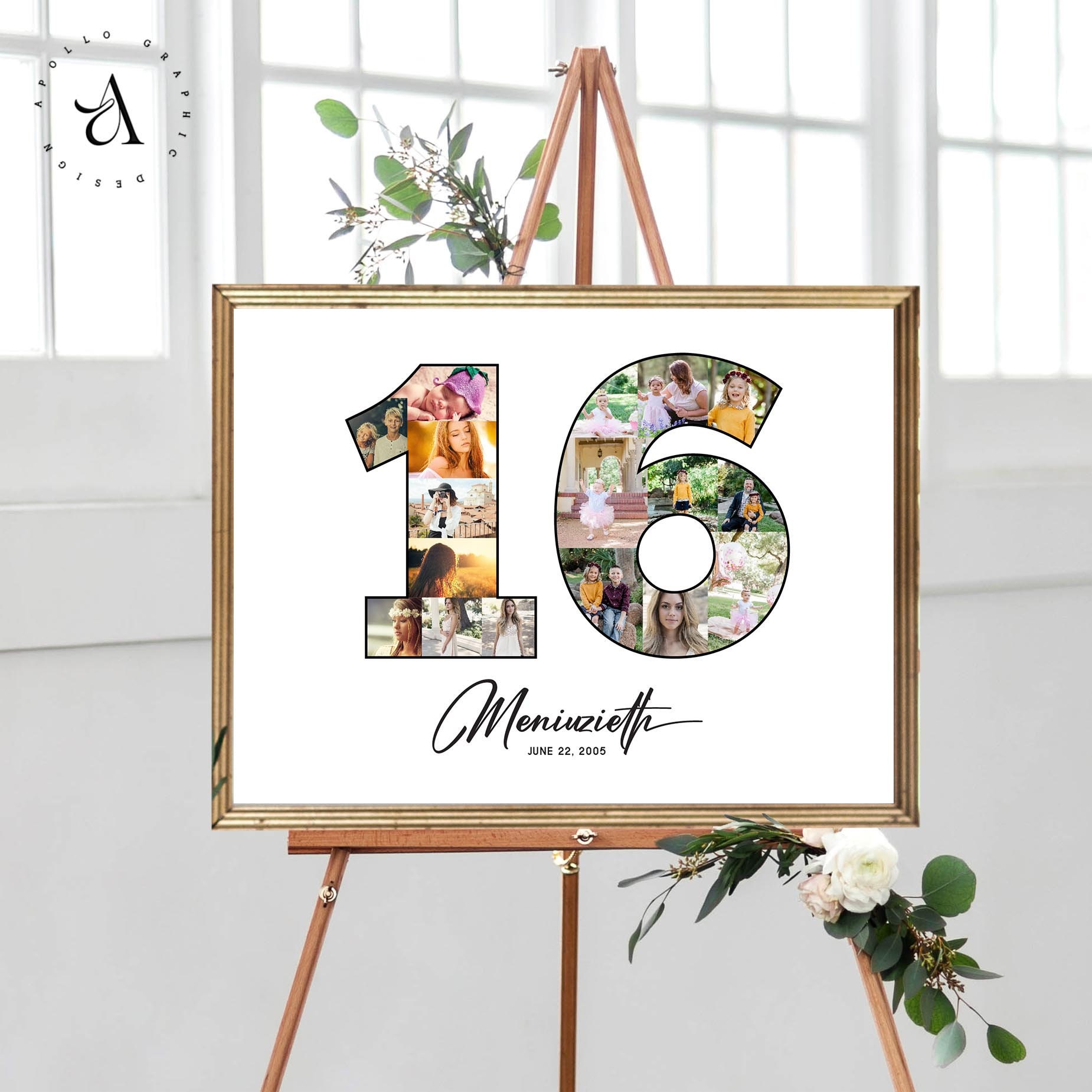 16th Birthday Photo Collage Number 16 Poster With Photos - Etsy