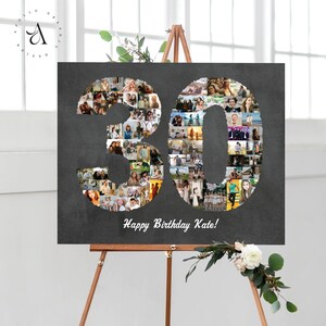 Custom Number 30 Collage, 30th Birthday Photo Collage, Anniversary Gift ...