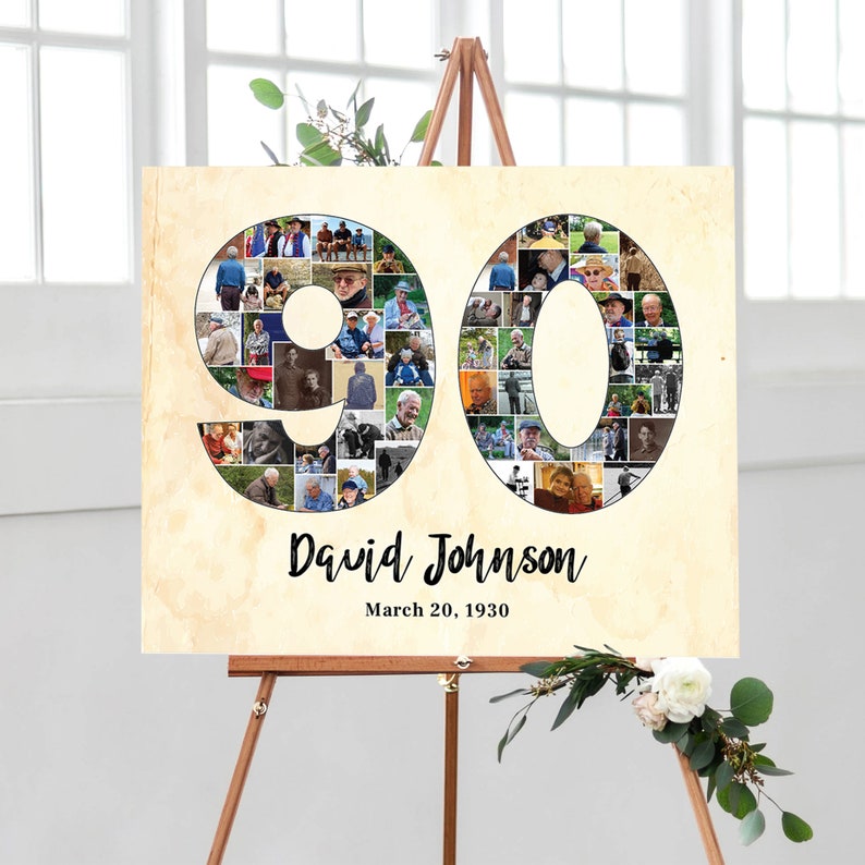 90th Birthday Photo Collage Personalized Number 90 Picture - Etsy