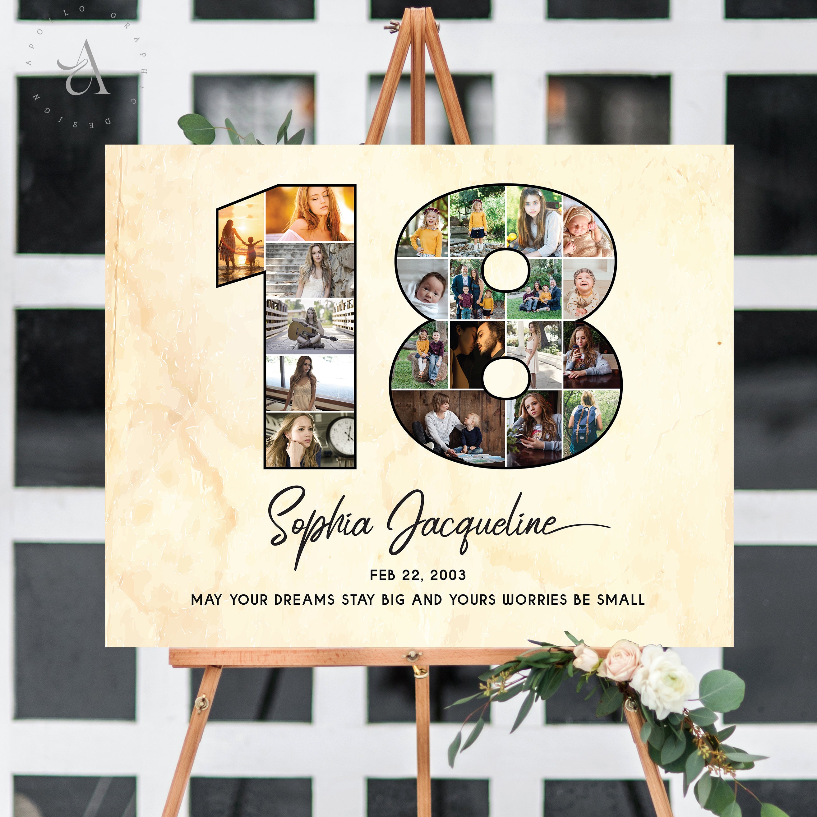 18th Birthday Photo Collage, Number 18 Anniversary Gift, Custom Gift ...