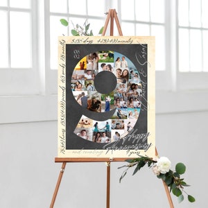 Number 9 Photo Collage, 9th Anniversary Collage Gift for Couples, Happy ...