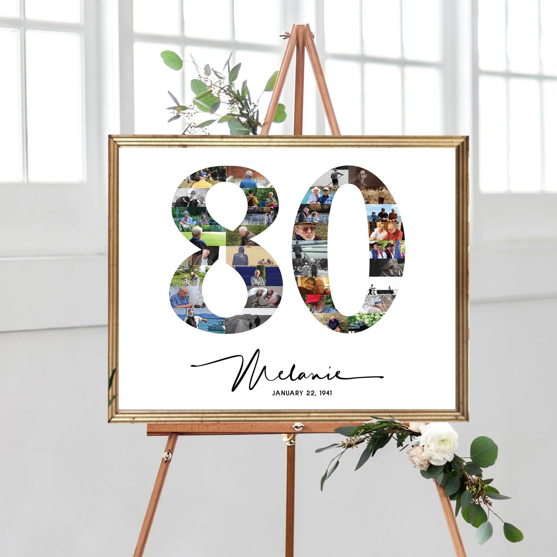 NEW 80th Birthday Photo Collage Number 80 Picture Collage | Etsy