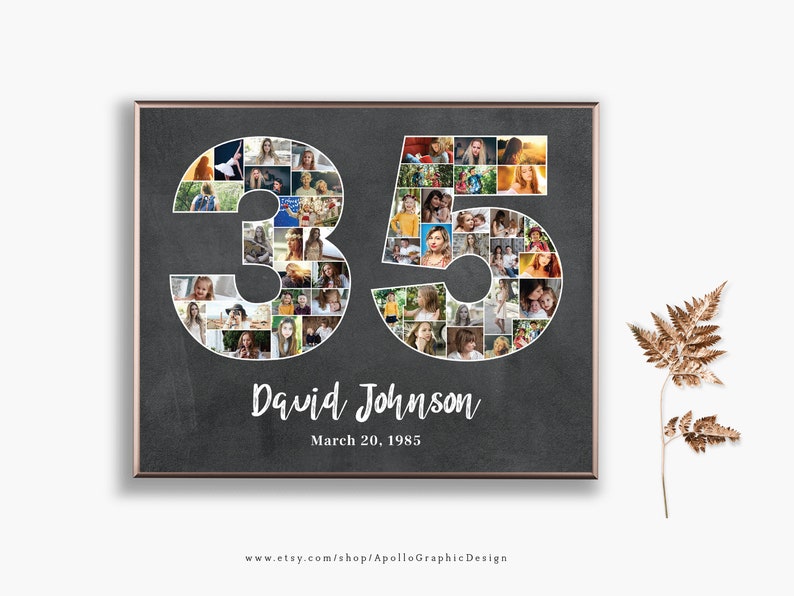 Number 35 Photo Collage Custom 35th Birthday Pictures - Etsy