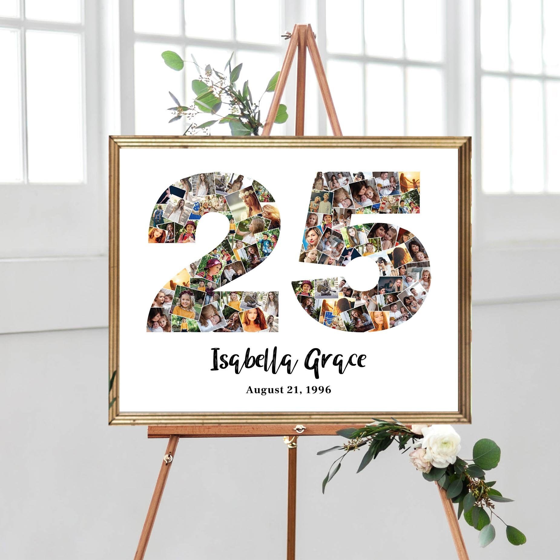 NEW 25th Birthday Picture Collage Number 25 Photo Collage | Etsy