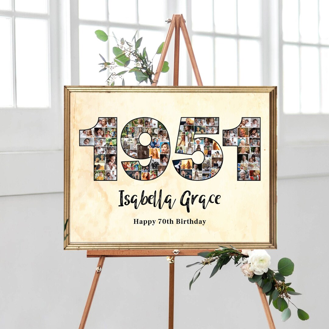 Number 1951 Photo Collage, Personalized Anniversary Gift for Parents ...
