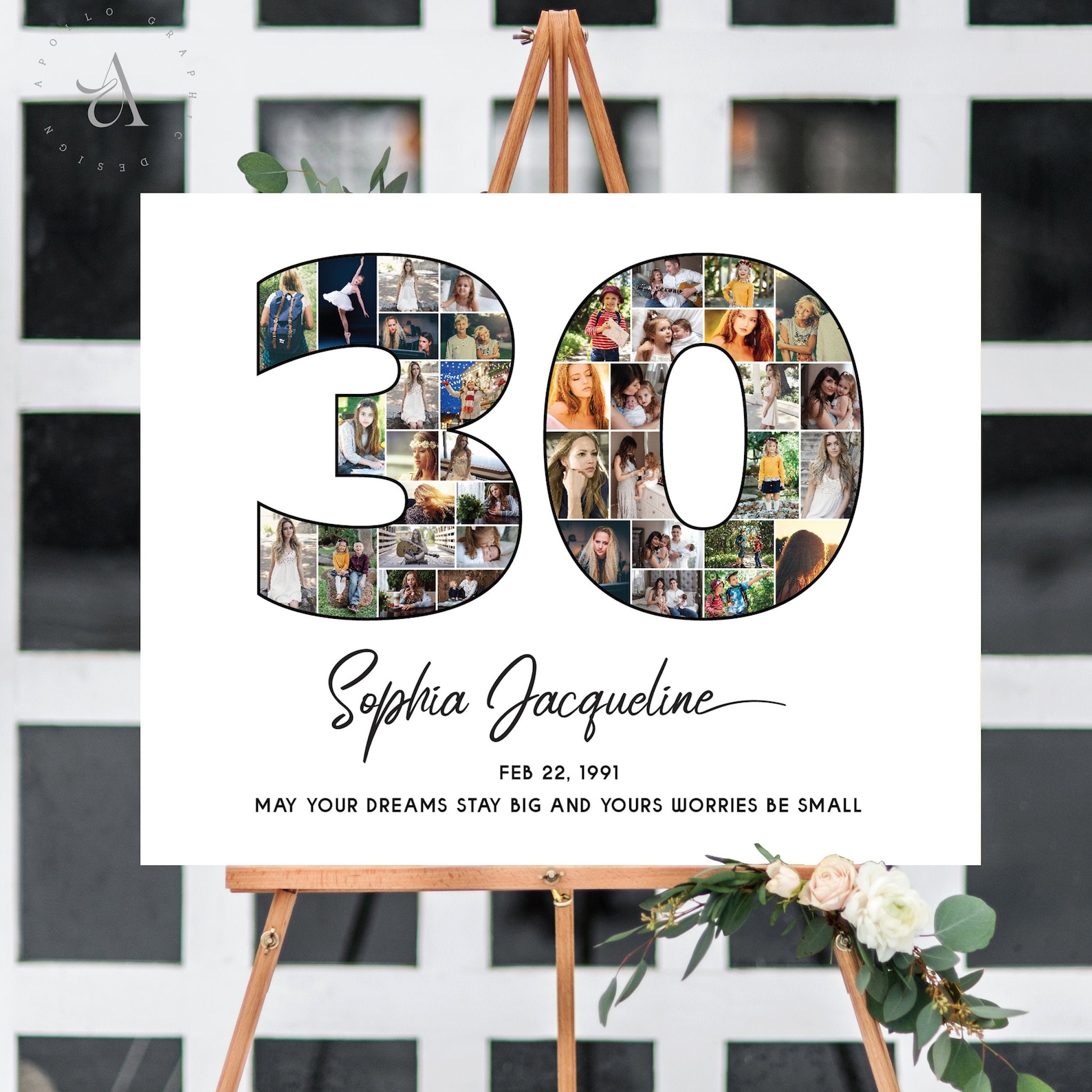 30th Birthday Photo Poster, Number 30 Photo Collage, 30th Anniversary ...