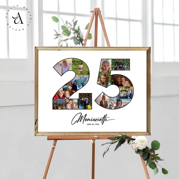 25th Birthday Photo Collage Number 25 Picture Collage Custom | Etsy