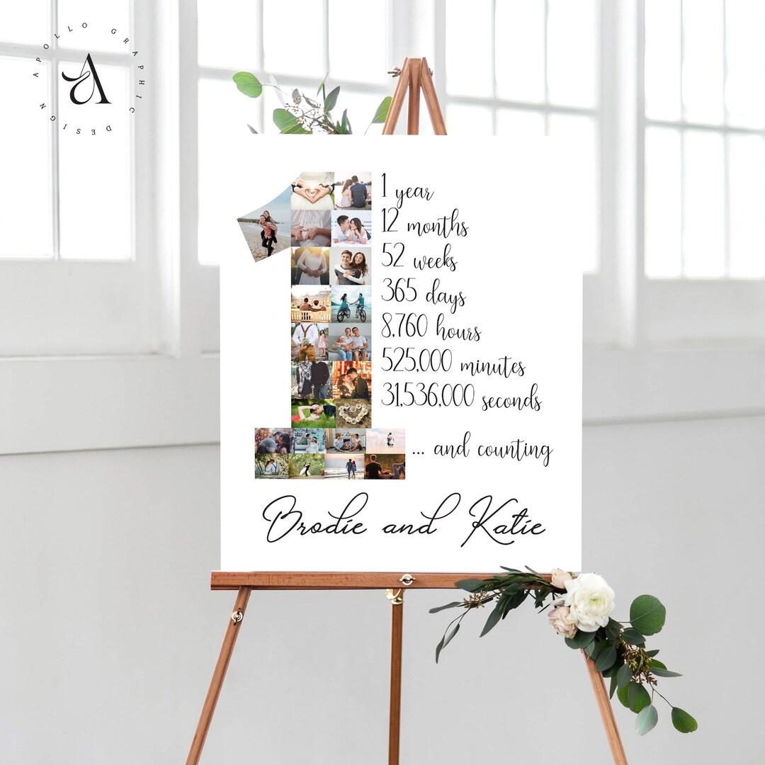 1 Year Anniversary Photo Collage, Anniversary Gift for Boyfriend or ...