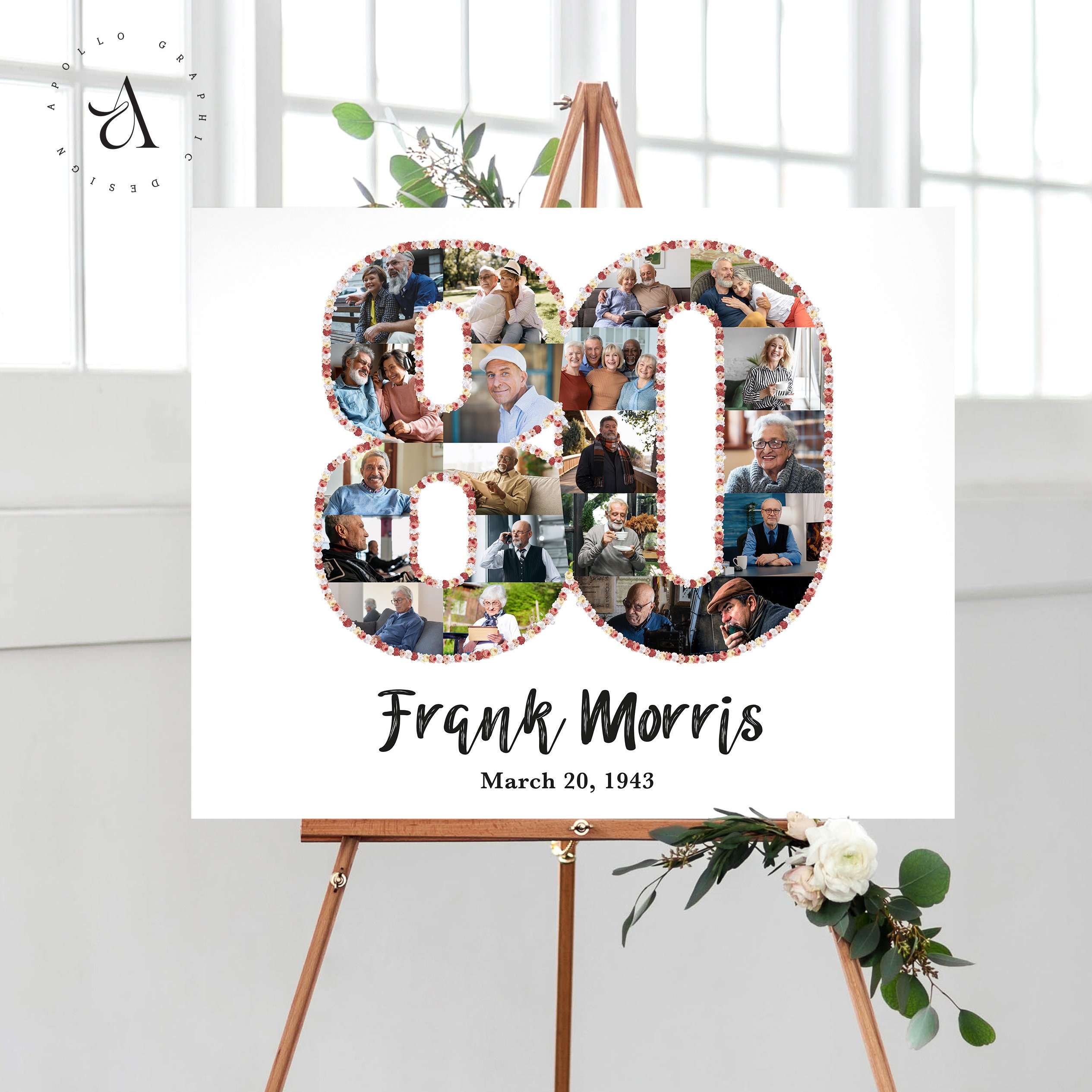 Number 80 Photo Collage, 80th Birthday Gift Collage, 80th Anniversary ...