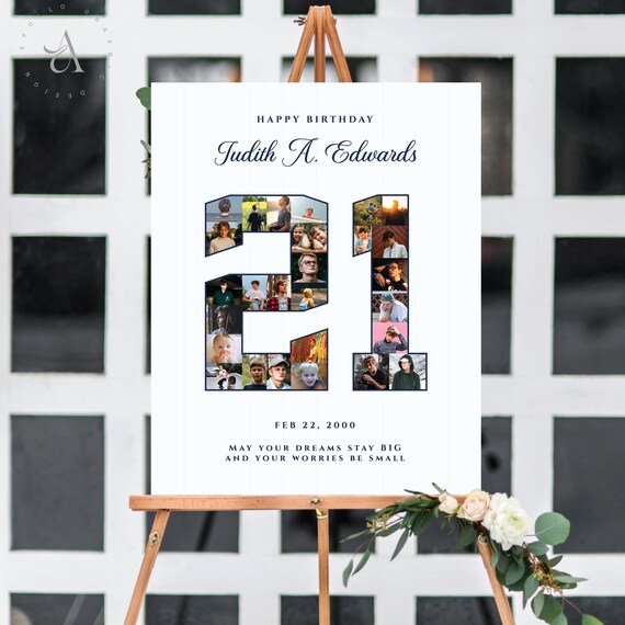 21st Birthday Photo Collage Number 21 Picture Collage - Etsy