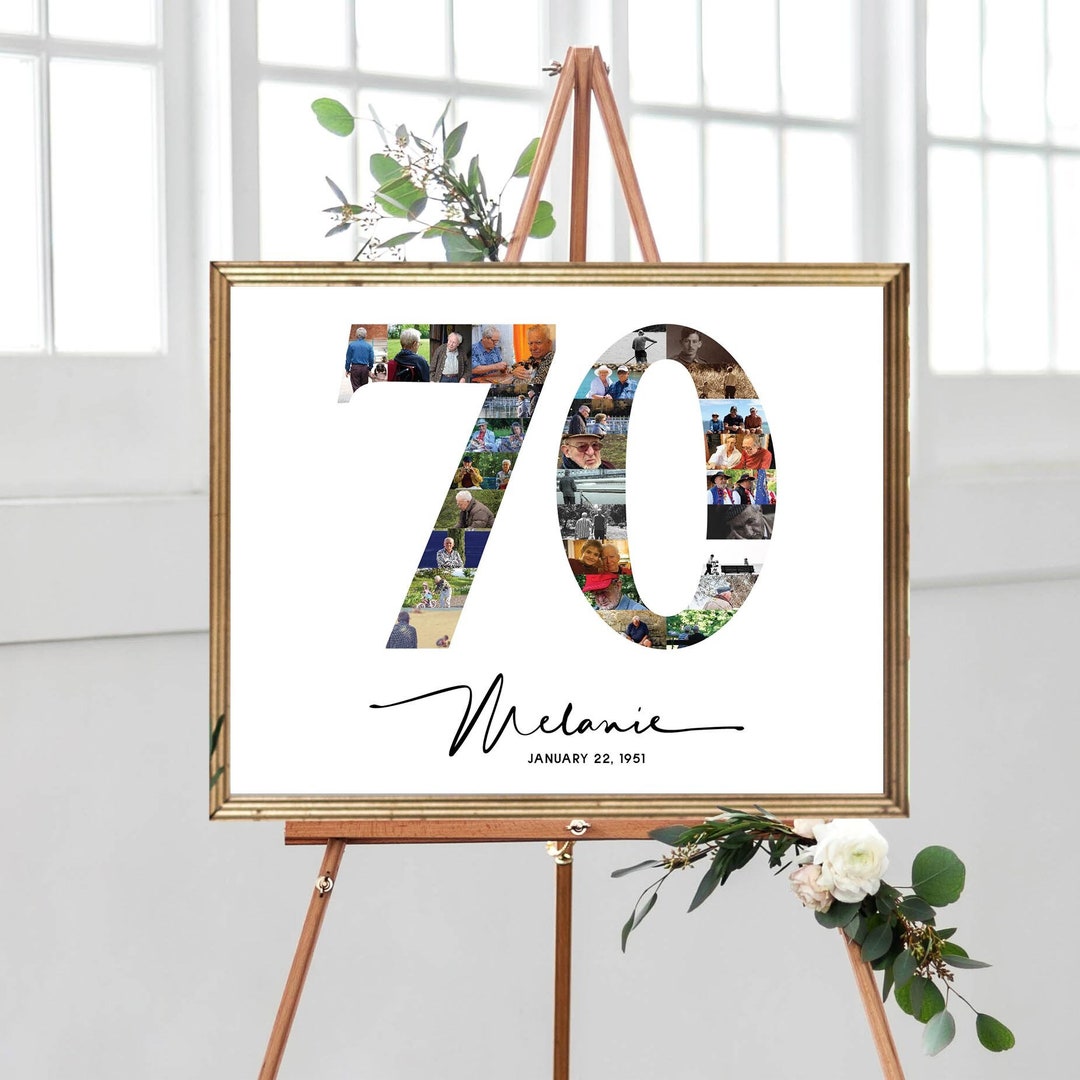 NEW! 70th Birthday Photo Collage, Number 70 Picture Collage, 70th ...