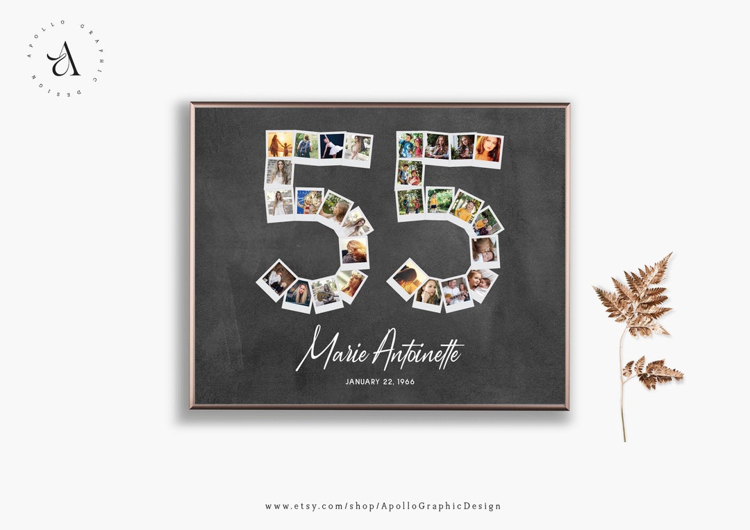 NEW! 55th Birthday Photo Collage, Number 55 Anniversary Gift Idea ...