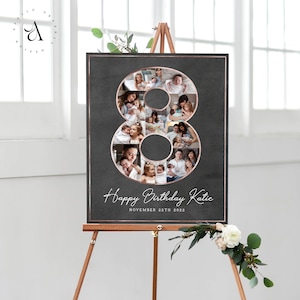 Photo Collage of Number 8, Eighth Birthday Party Decoration, Eighth ...